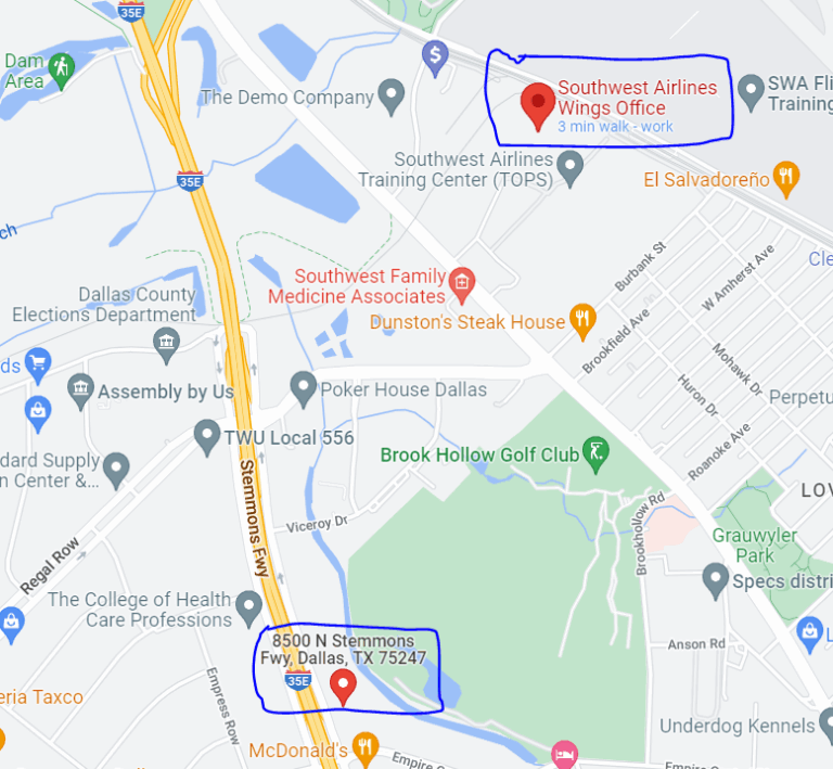Map To Office – TWU 557 Southwest Flight Crew Training Instructors